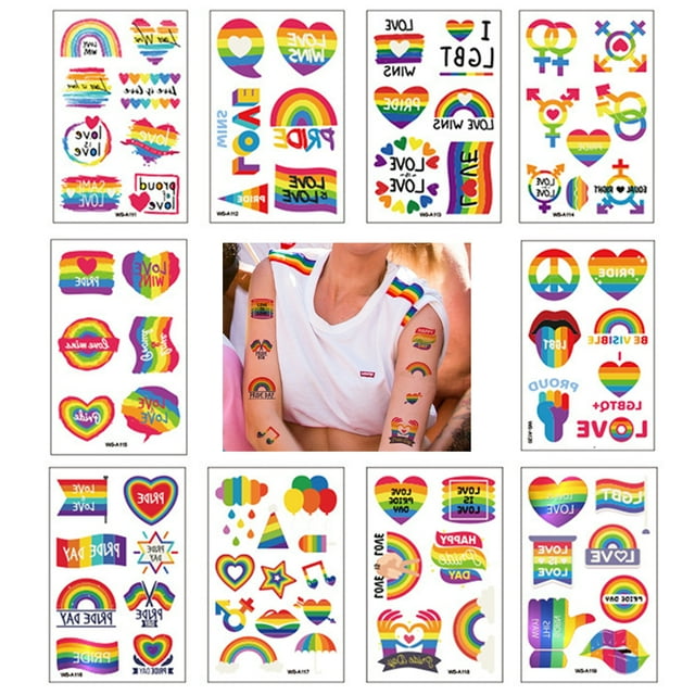 Pride Rainbow Tattoos Rainbow Stickers Temporary Tattoos Body Stickers ...
