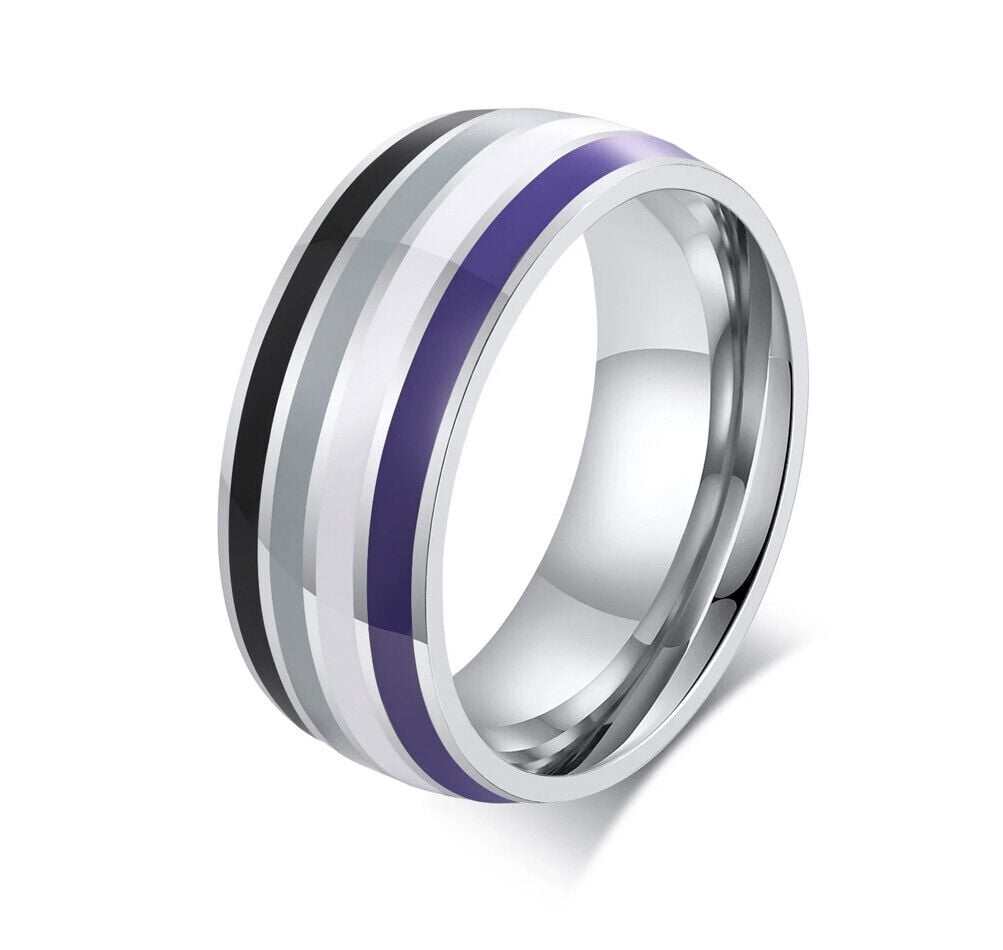 Pride Shack - Asexual Pride Flag Stripes - Stainless Steel Enamel Ring ...