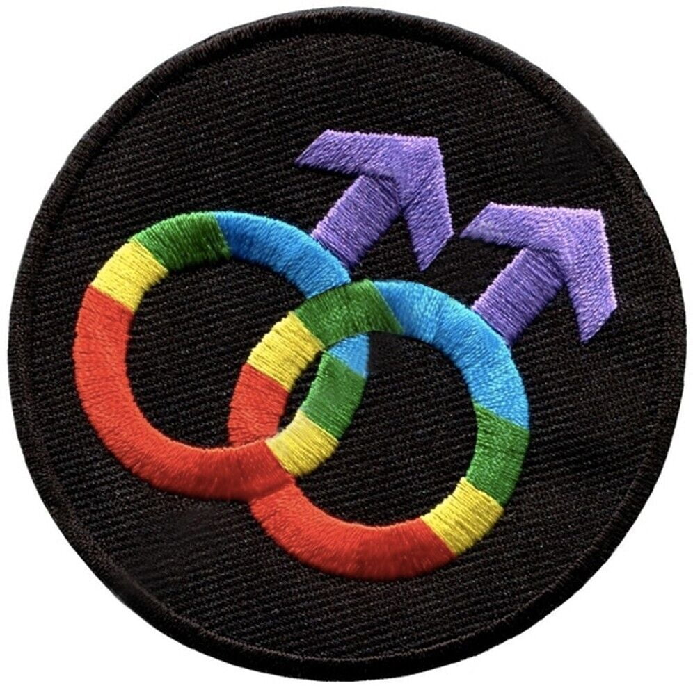 Pride Shack - Gay Men's Double Male Rainbow Flag Iron on / Sew on Patch ...