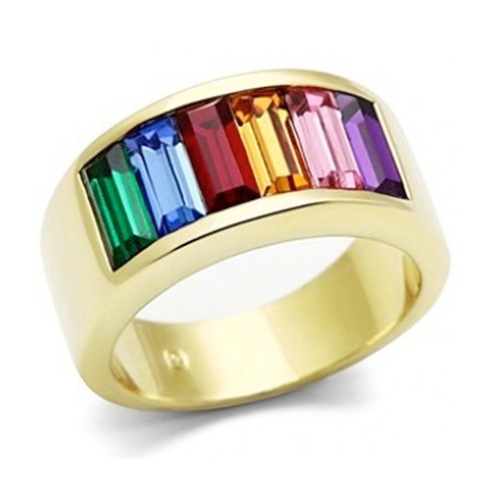 Pride Shack- Gold Beauty Rainbow CZ Ring LGBT Lesbian Gay Pride ...