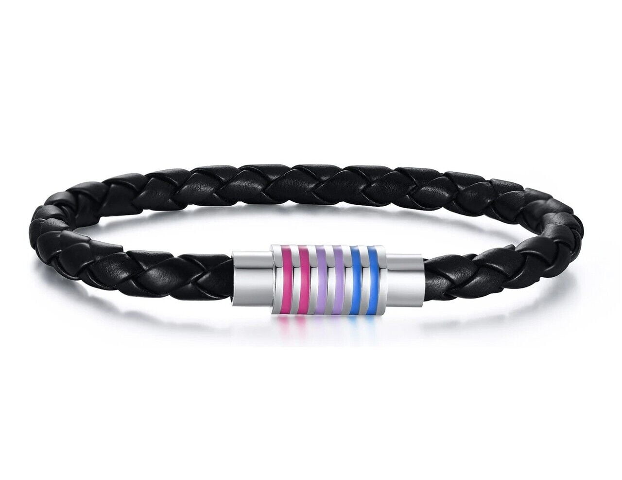Pride Shack - Leather Magnetic Braided Bi Pride Bracelet - Bisexual Pride Flag - Walmart.com