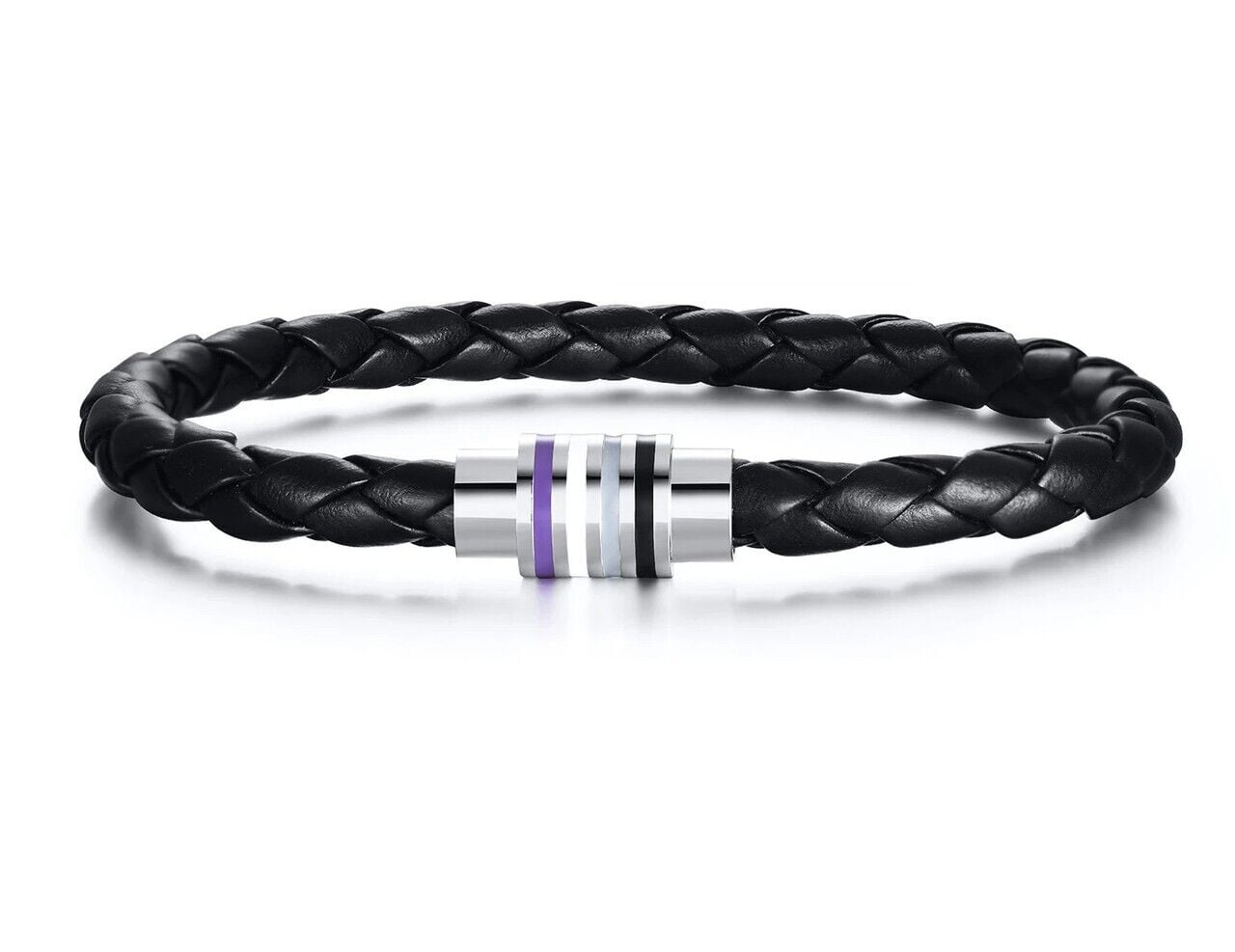 Pride Shack - Leather Magnetic Braided LGBTQ Pride Bracelet - Asexual ...