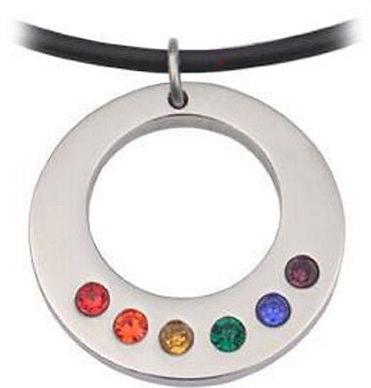 Pride Shack - Rainbow CZ Bottom Round Pendant - Lesbian Gay Pride LGBT ...