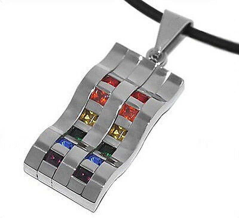 Pride Shack - Rainbow CZ Wave Pendant - Lesbian Pride Gay Pride LGBT ...