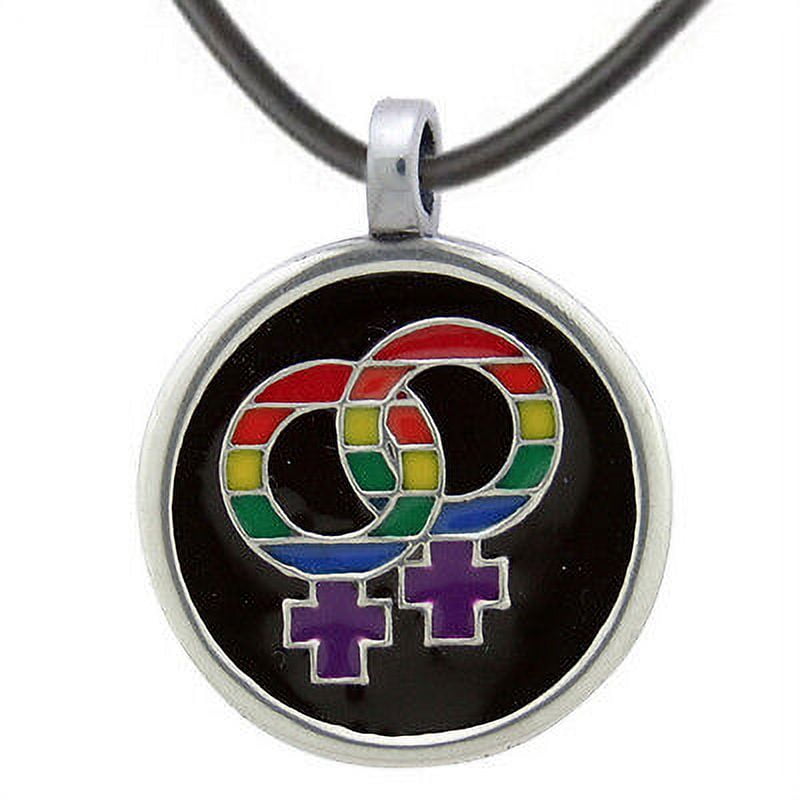 Pride Shack - Round Rainbow Double Female Symbol Lesbian Pride Pendant ...