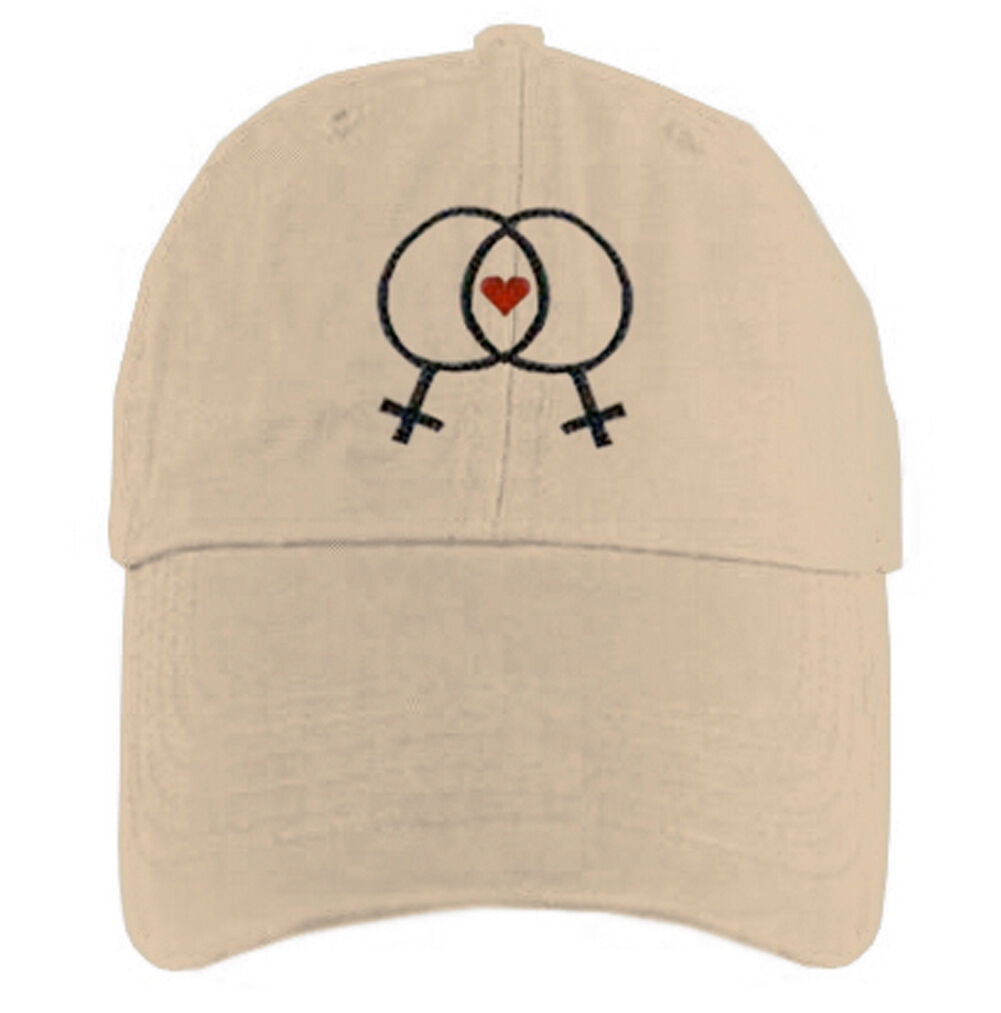 Pride Shack - Tan Baseball Hat Double Lesbian Symbols - LGBT Lesbian ...