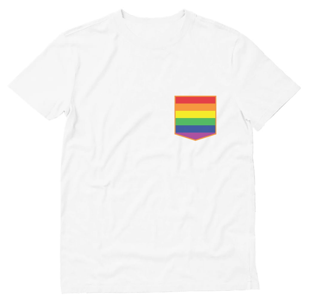 Pride Shirt for Men - Rainbow Pocket Print Tee - Supportive LGBTQ ...