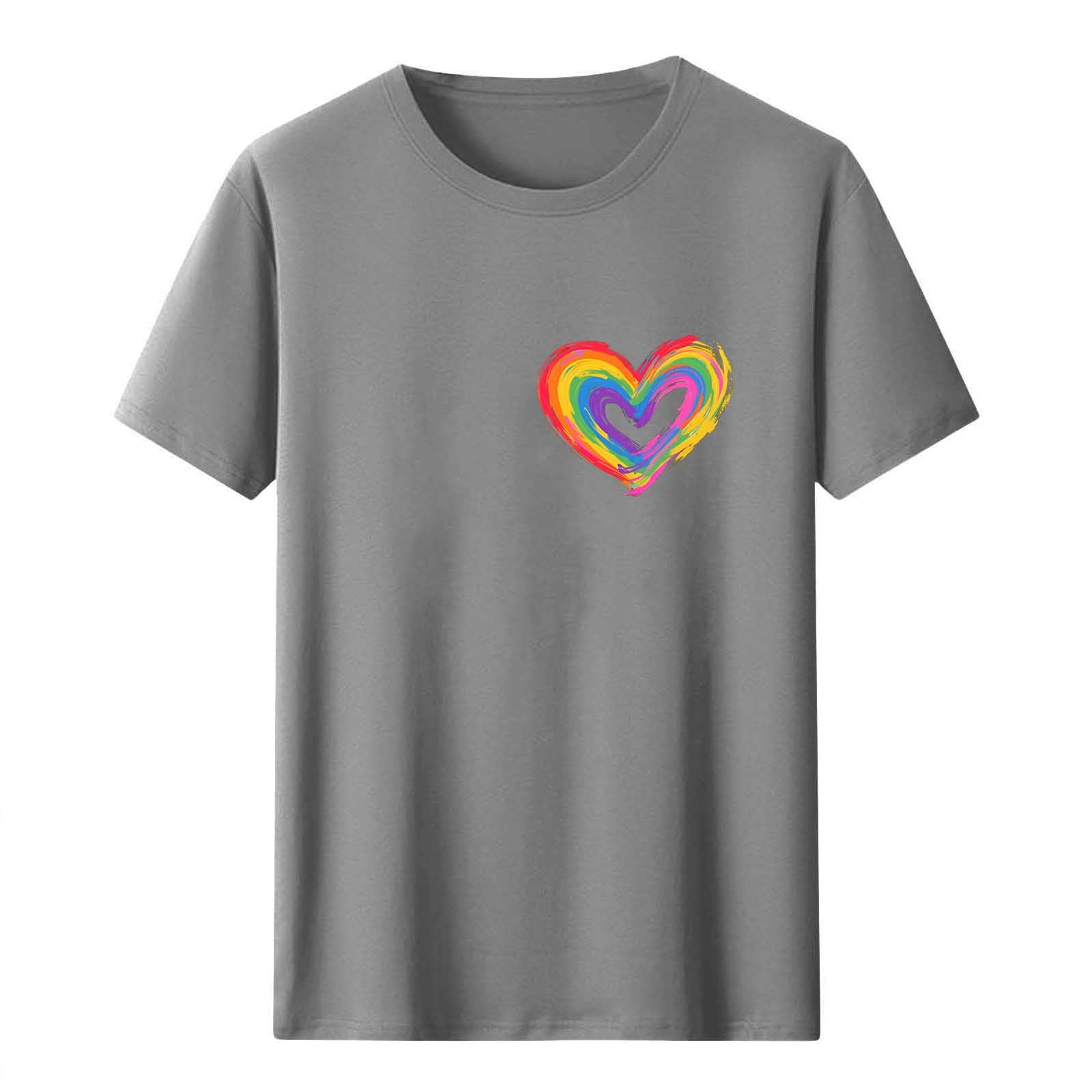 Pride Shirts for Mens，2025 Summer Mens Rainbow Graphic Tees Shirts Love ...