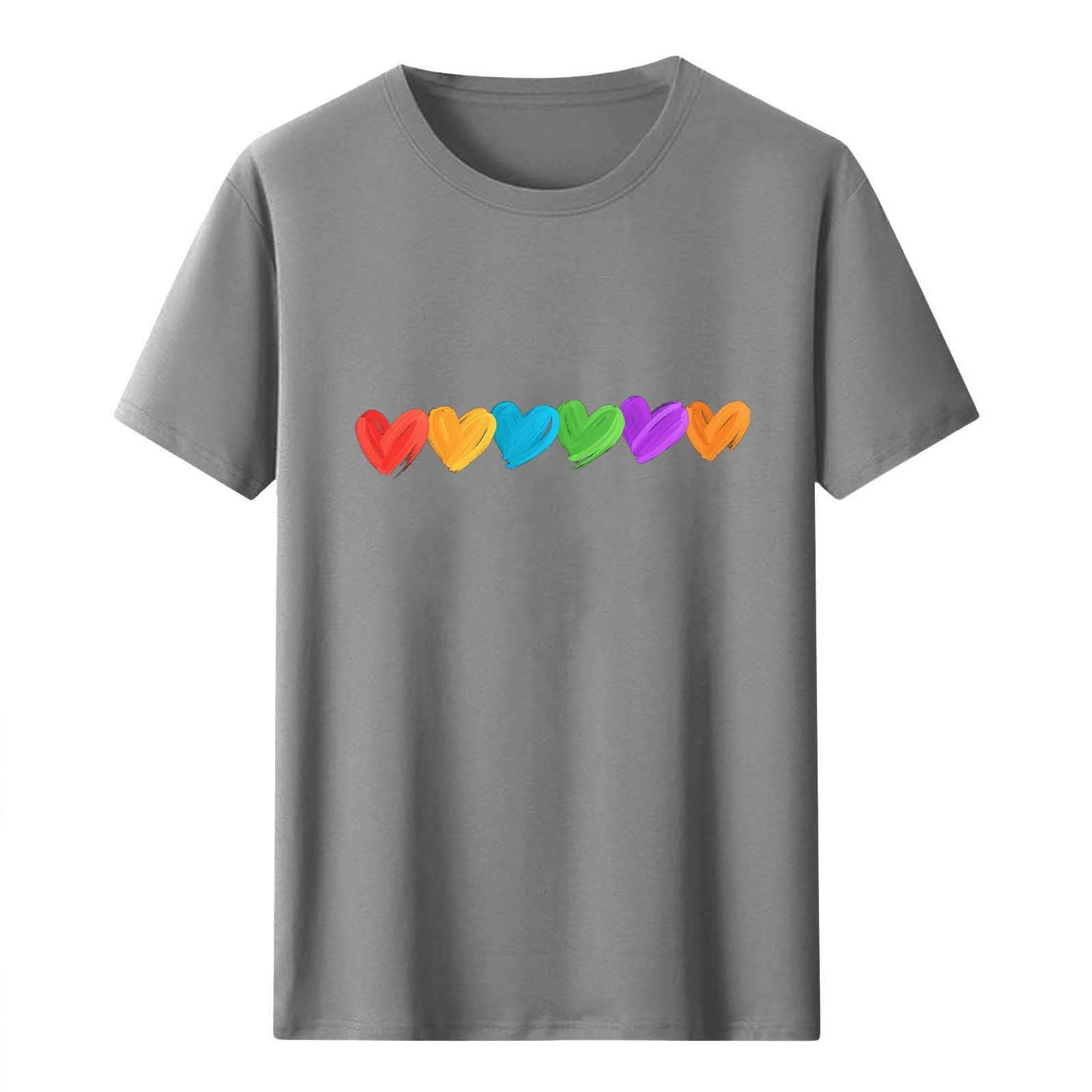 Pride Shirts for Mens，2025 Summer Mens Rainbow Graphic Tees Shirts Love ...