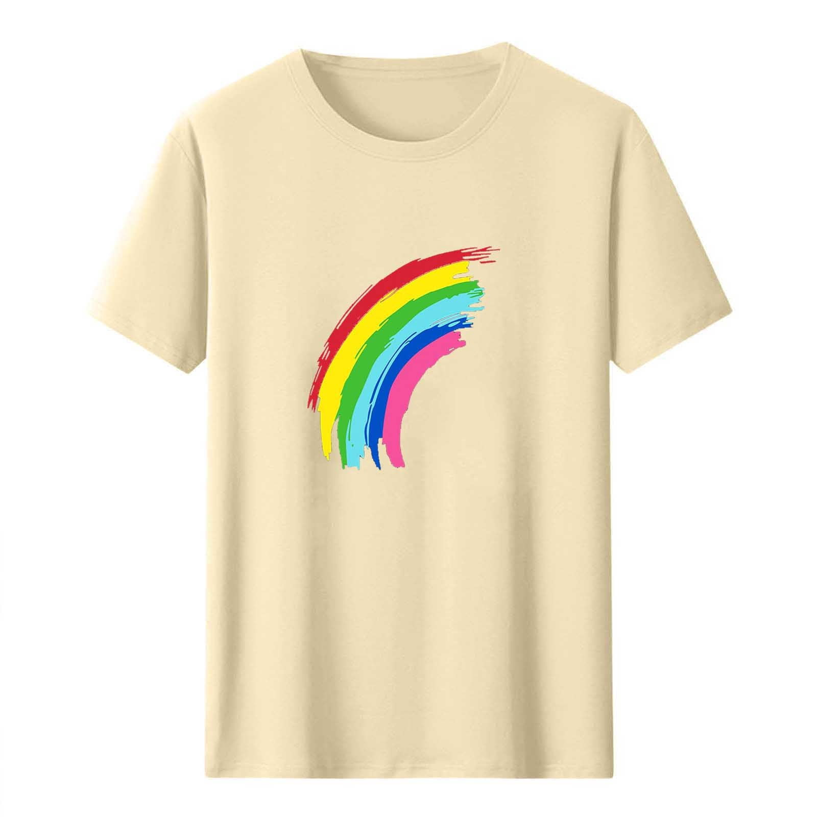 Pride Shirts for Mens，2025 Summer Mens Rainbow Graphic Tees Shirts Love ...