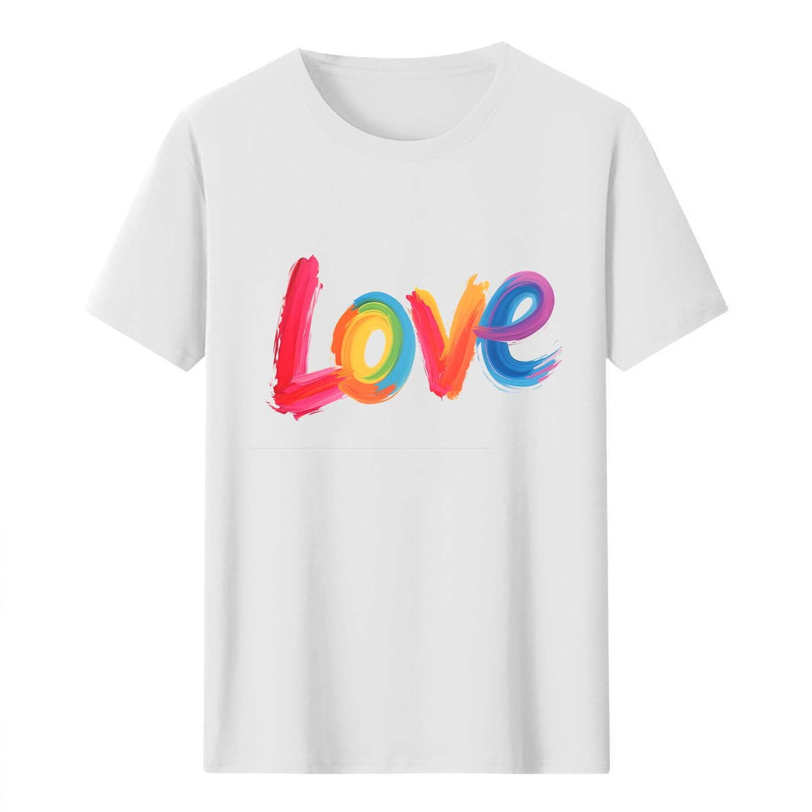 Pride Shirts for Mens，2025 Summer Mens Rainbow Graphic Tees Shirts Love ...