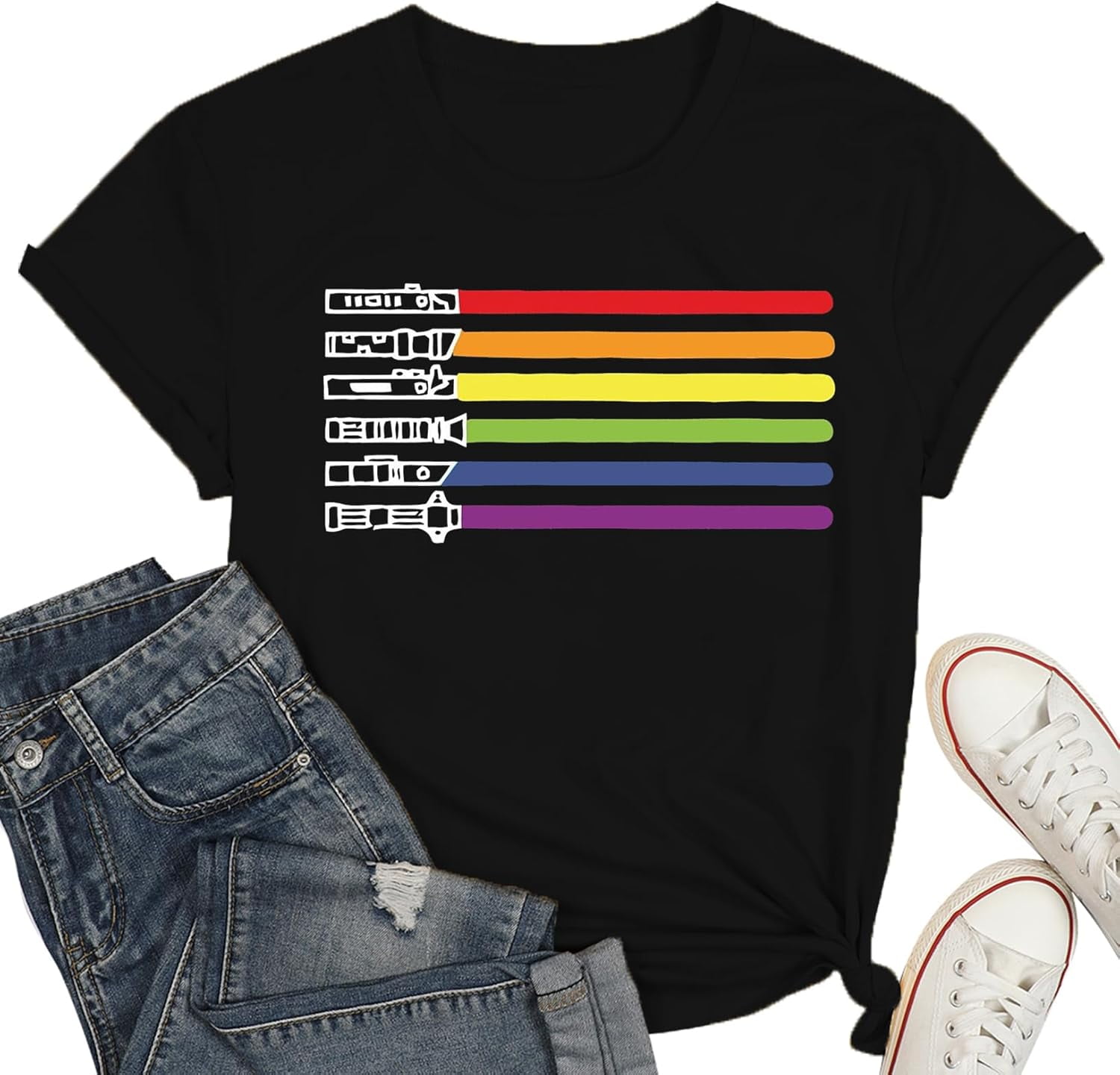 Pride Shirts Women LGBT Pride Month T-Shirt LGBTQ Rainbow Flag Graphic ...