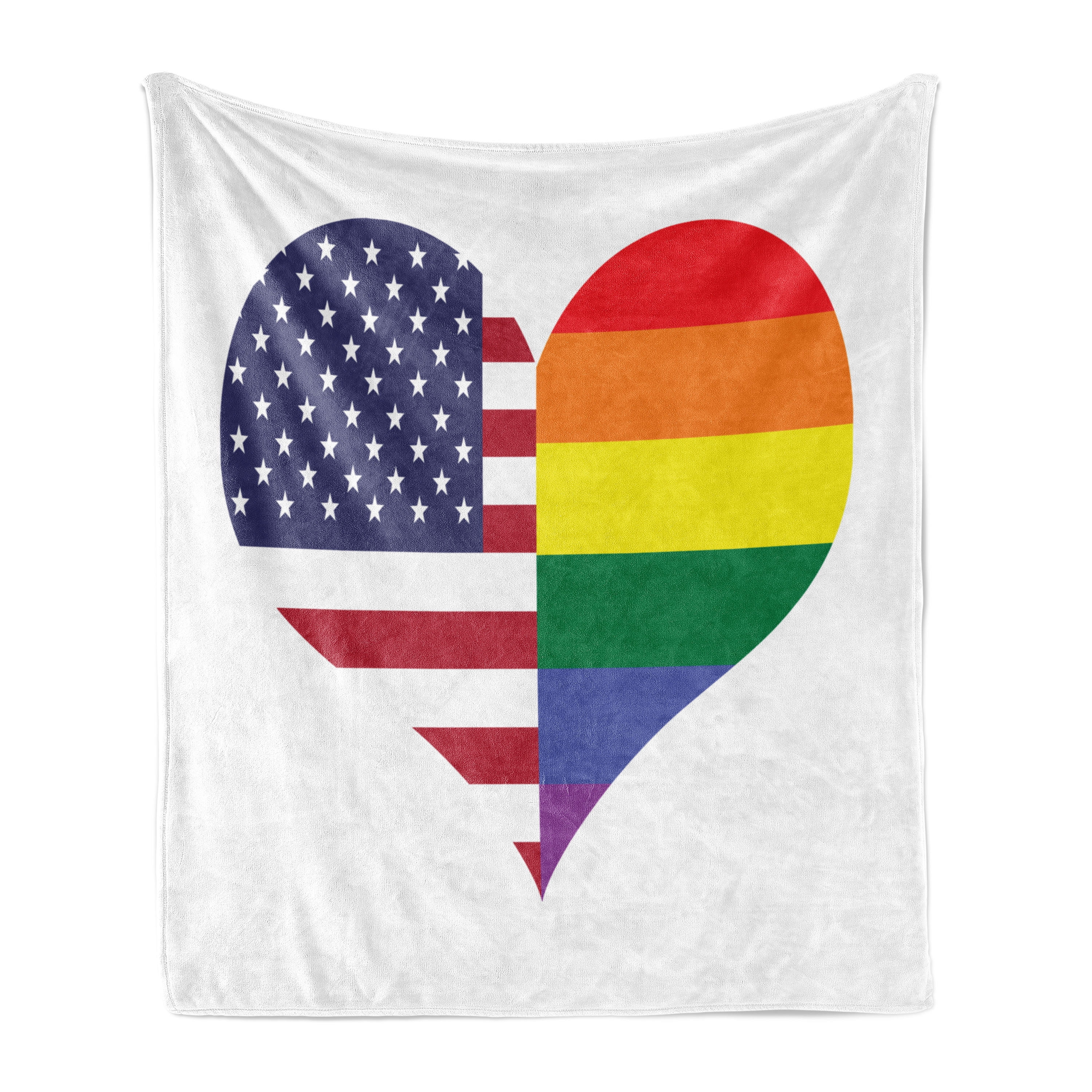 Pride Soft Flannel Fleece Throw Blanket, Heart with Half Old Glory Half ...