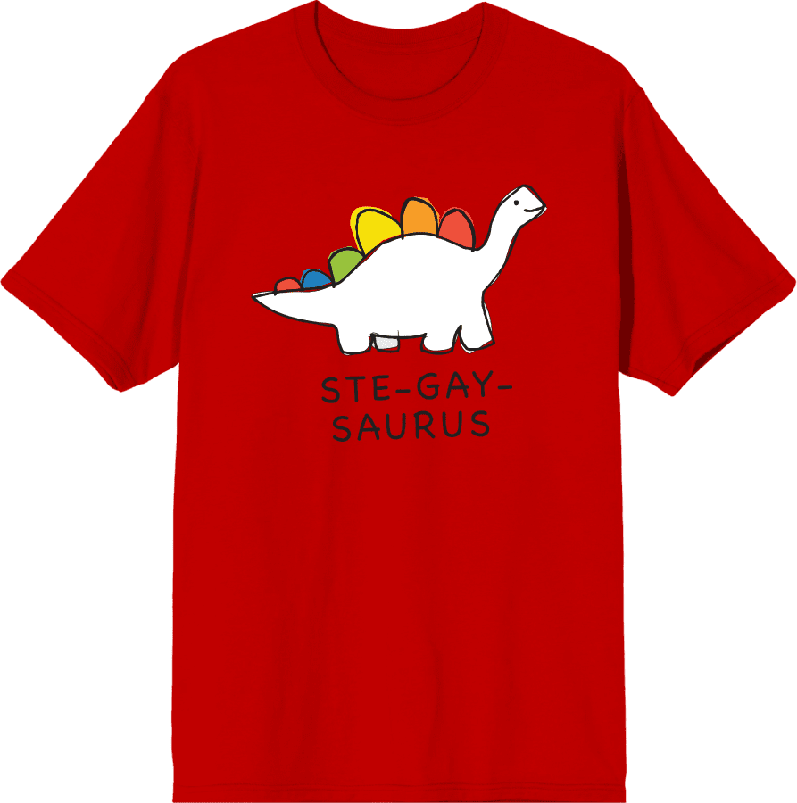 Pride Ste-Gay-Saurus Crew Neck Short Sleeve Adult T-shirt -Large-Red ...
