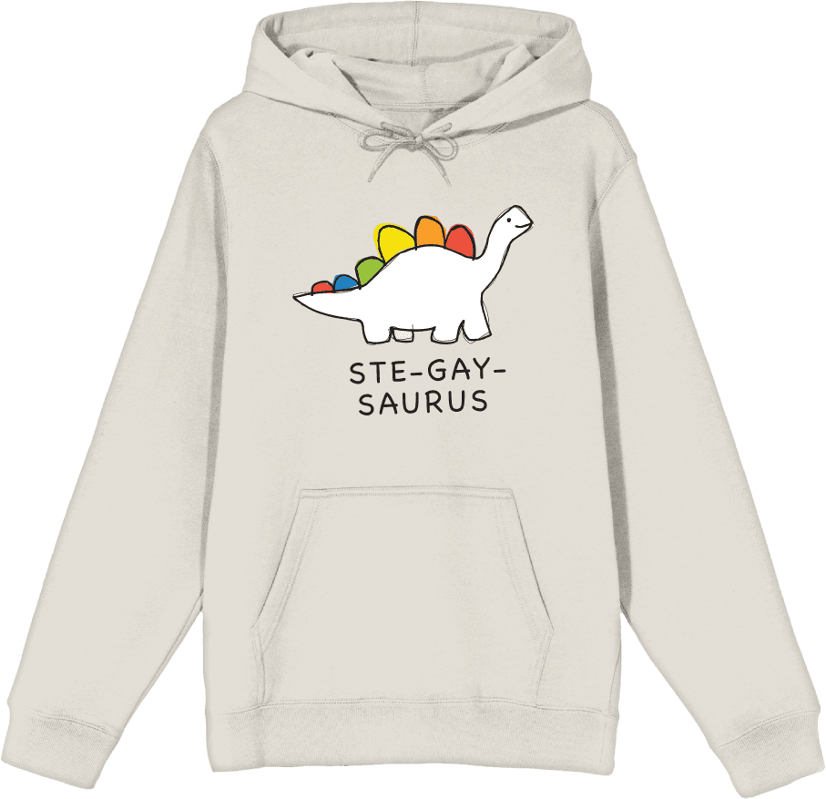 Pride Ste-Gay-Saurus Long Sleeve Adult Hooded Sweatshirt-3XL-Cream ...