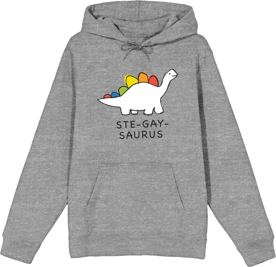 Pride Ste-Gay-Saurus Long Sleeve Adult Hooded Sweatshirt-XS-Heather ...