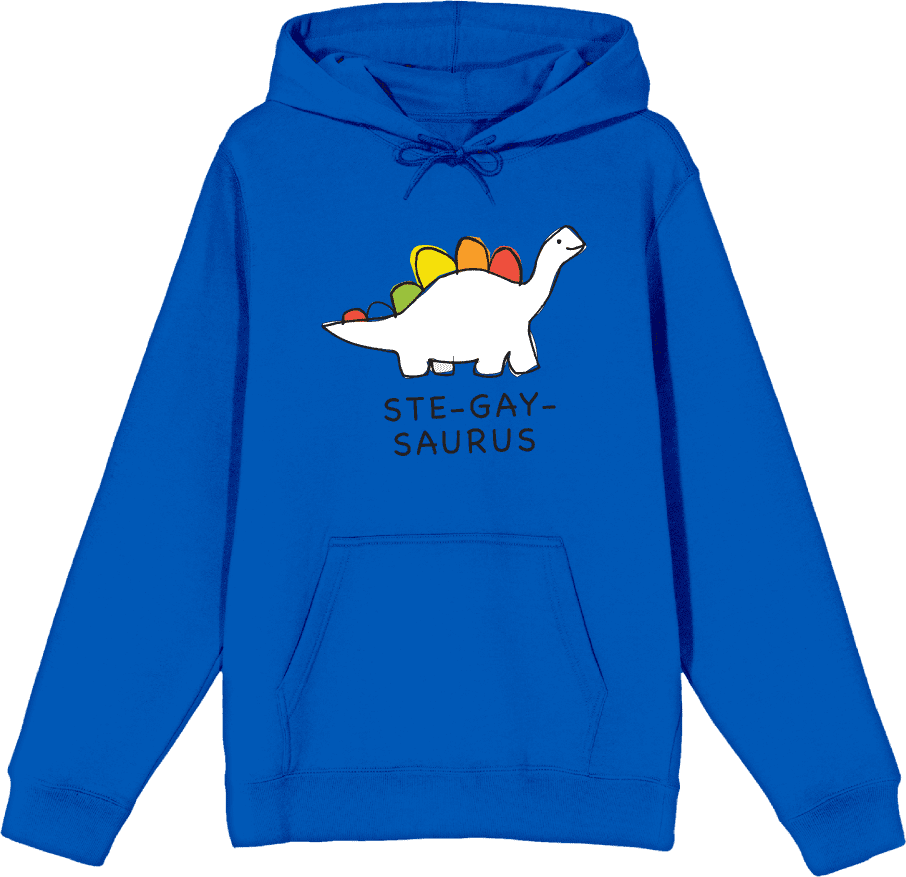 Pride Ste-Gay-Saurus Long Sleeve Adult Hooded Sweatshirt-XXL-Blue ...