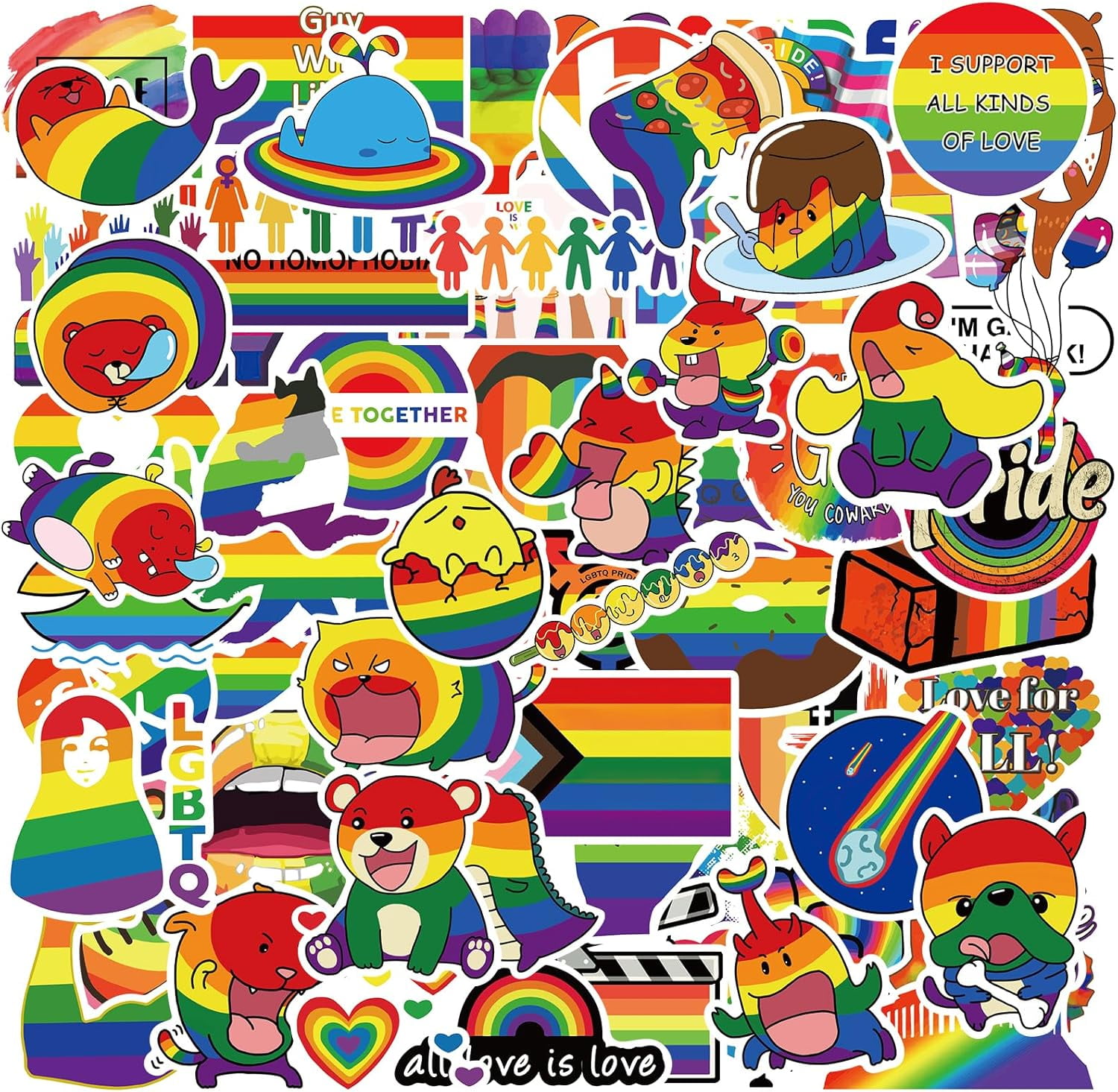 Pride Stickers 100 PCS, LGBTQ Gay Rainbow Stickers Bulk for LGBTQ Gay ...