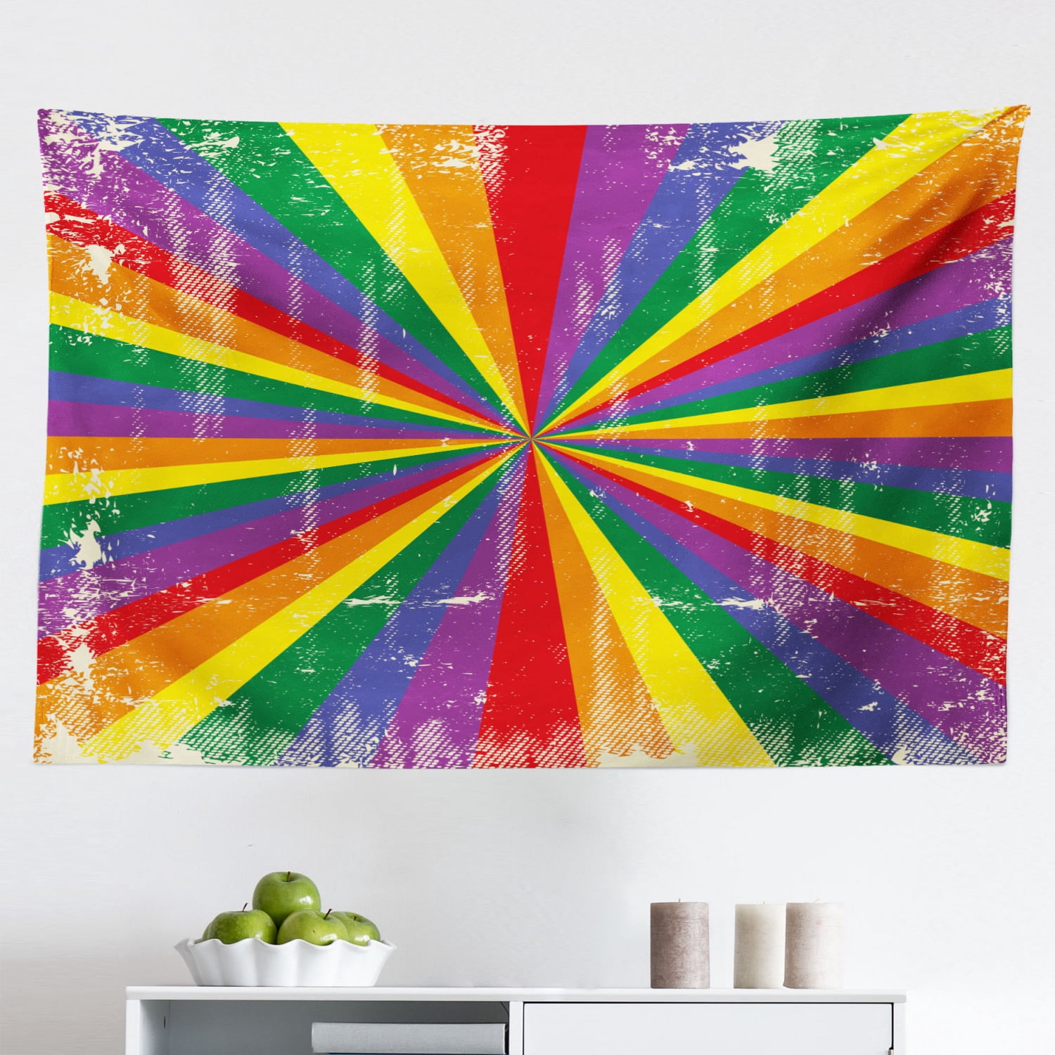 Pride Tapestry, Rainbow Colored Love Sign on Wooden Backdrop LGBT ...