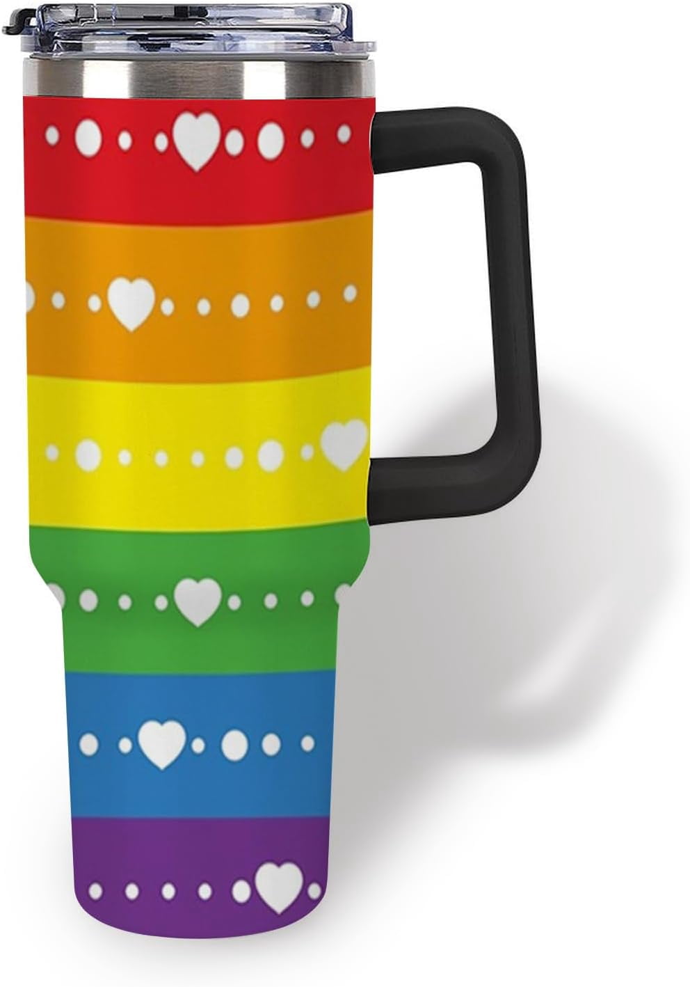 Pride Theme,Tumbler with Handle & Straw 40oz,Gay Parade Colors and ...