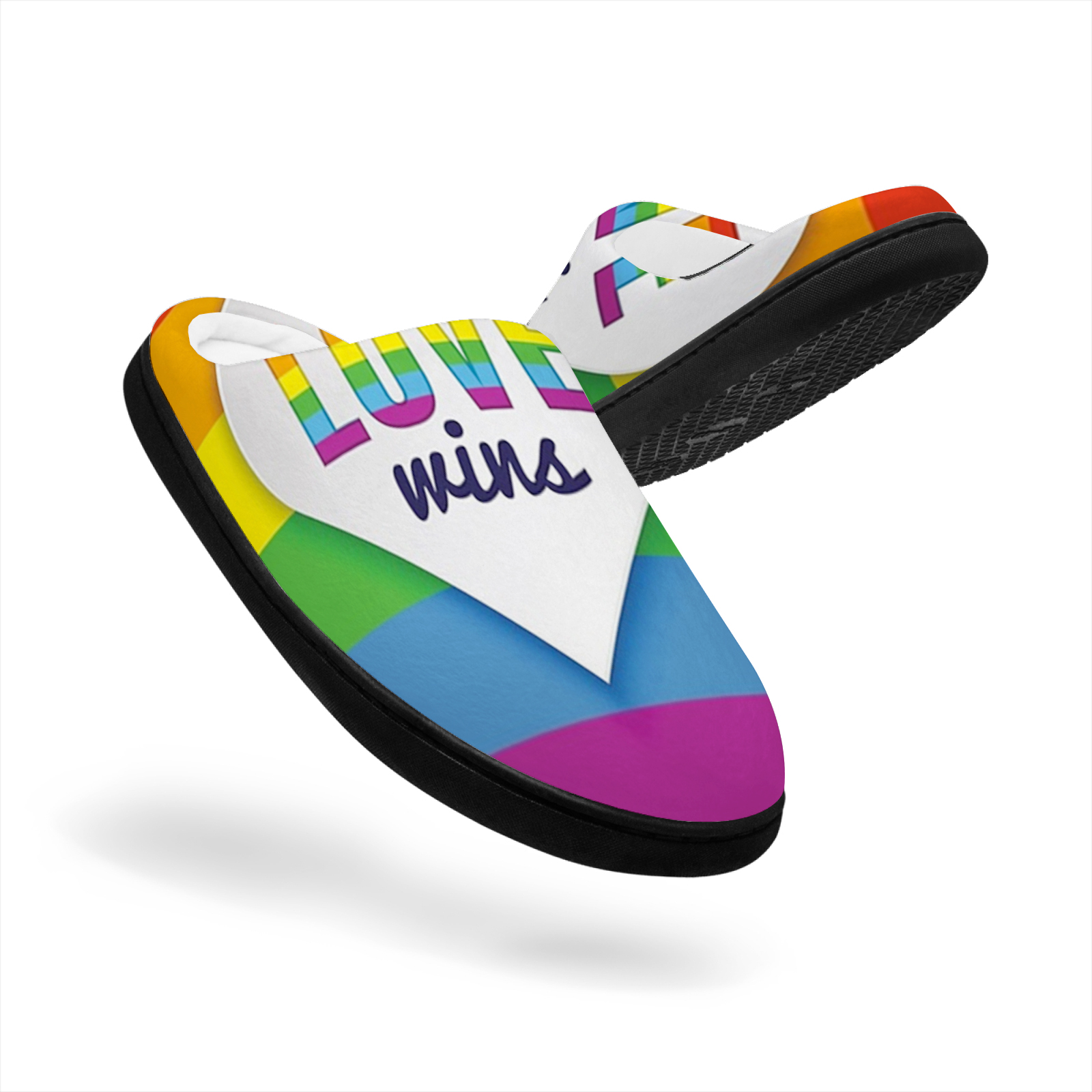 Pride Theme,Womens Cozy flannel Slippers Soft Slip on,Rainbow Flag with ...