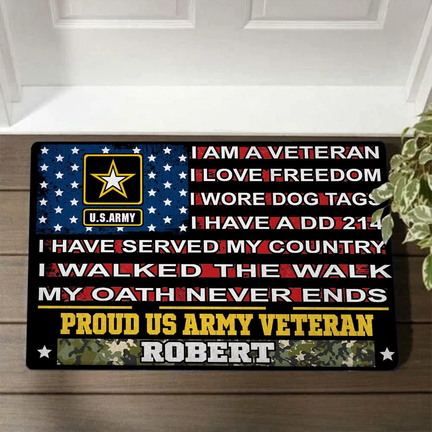 Pride US Army Veteran Door Doormat, Us Army Retired Doormat, Logo ...