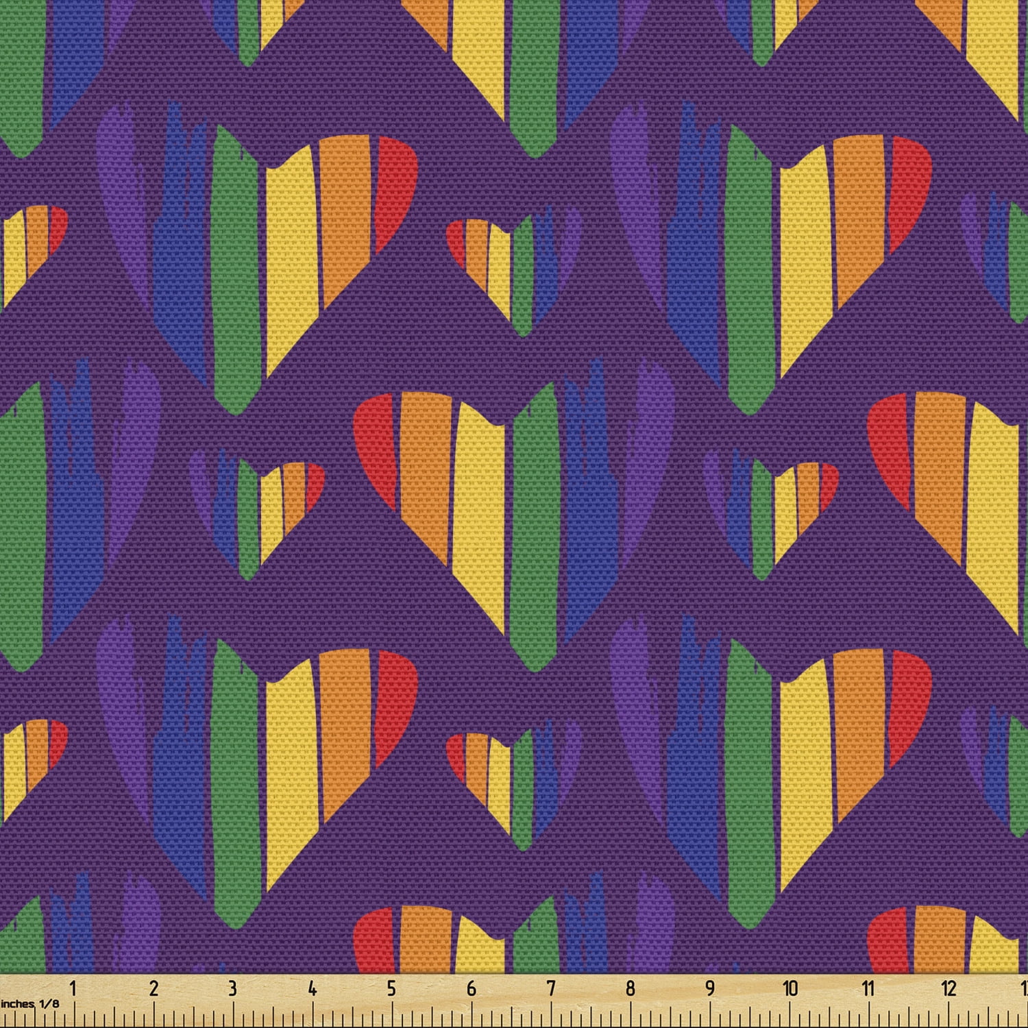 Ambesonne Pride Fabric by the Yard Upholstery, Rainbow Hearts Pattern ...