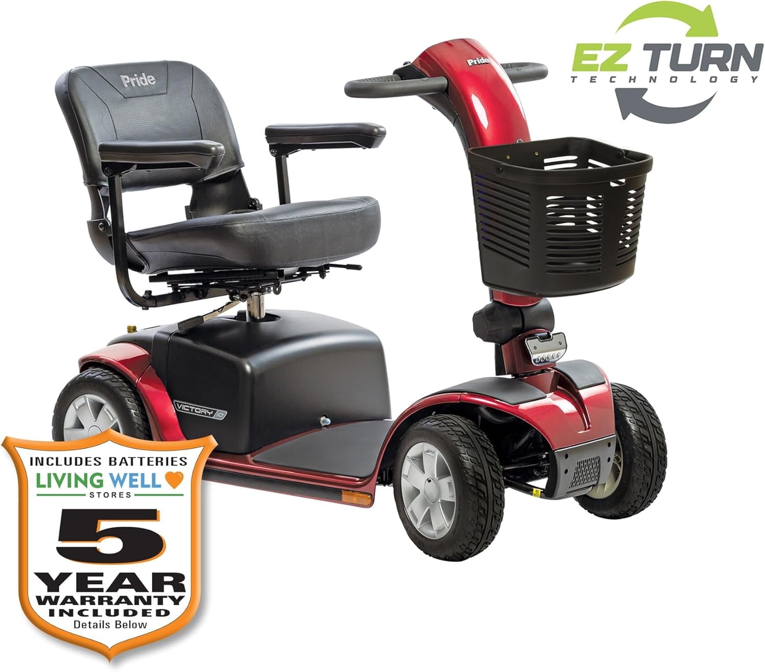 Pride Victory 10 4-Wheel Scooter, EZ Turn Technology, 400 lbs. Weight ...