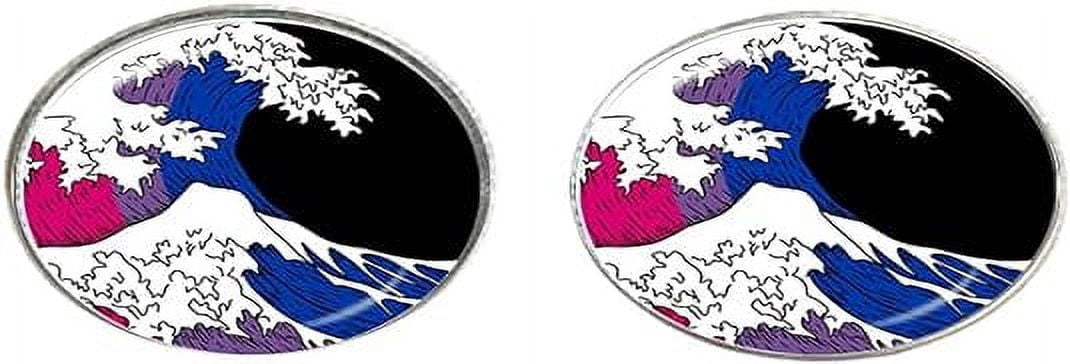 Pride Wave Pattern Art Photo Glass Earrings Man Woman Jewelry Gift 12MM ...