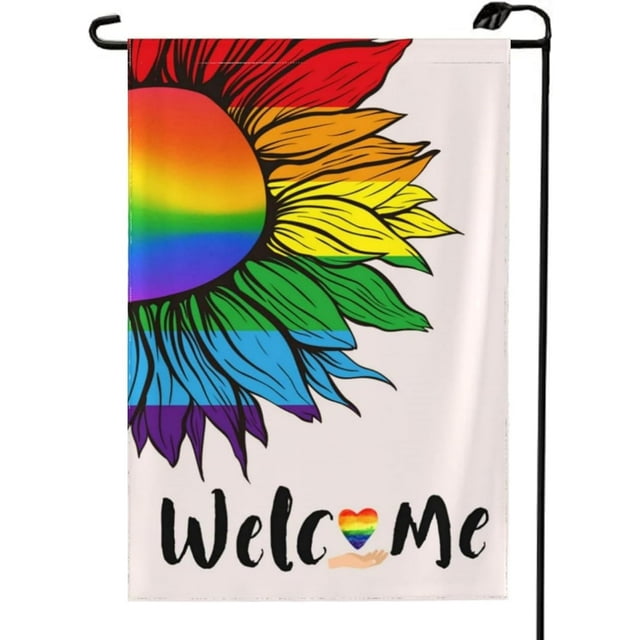 Pride Welcome Garden Flags Double Sided For Outside Rainbow Sunflower