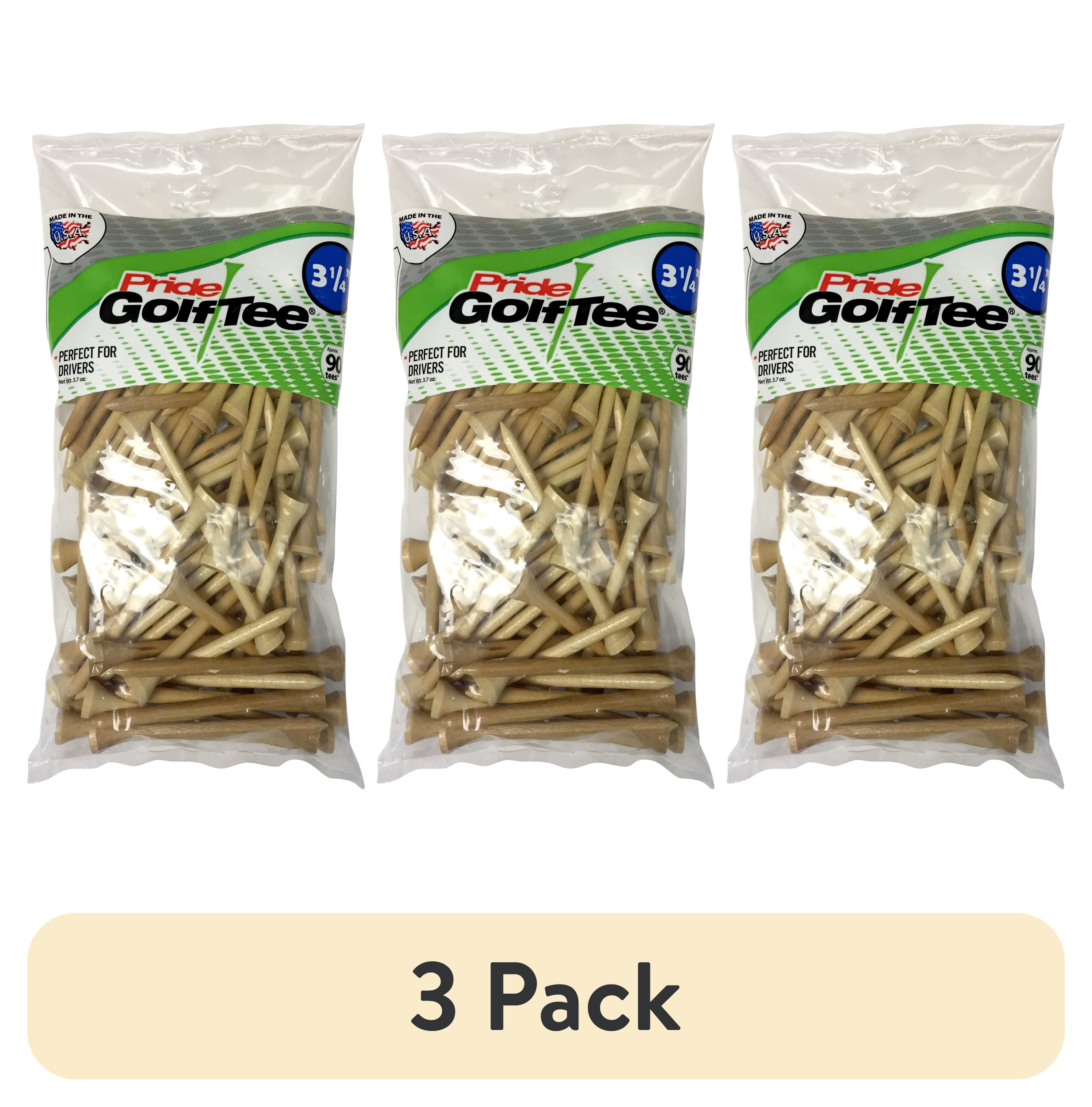 (3 pack) Pride Wood Golf Tee, 3-1/4 inch, Natural, 90 Count - Walmart.com