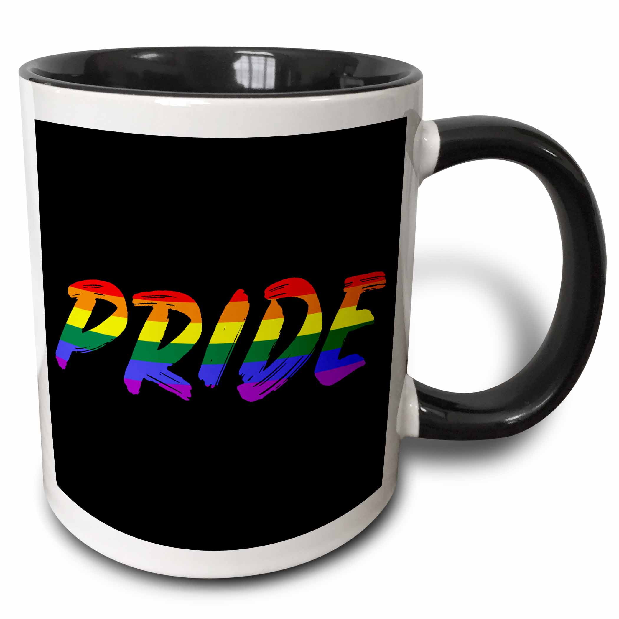 3drose, Pride Written in Rainbow, Brush Stroke Lettering on Black ...