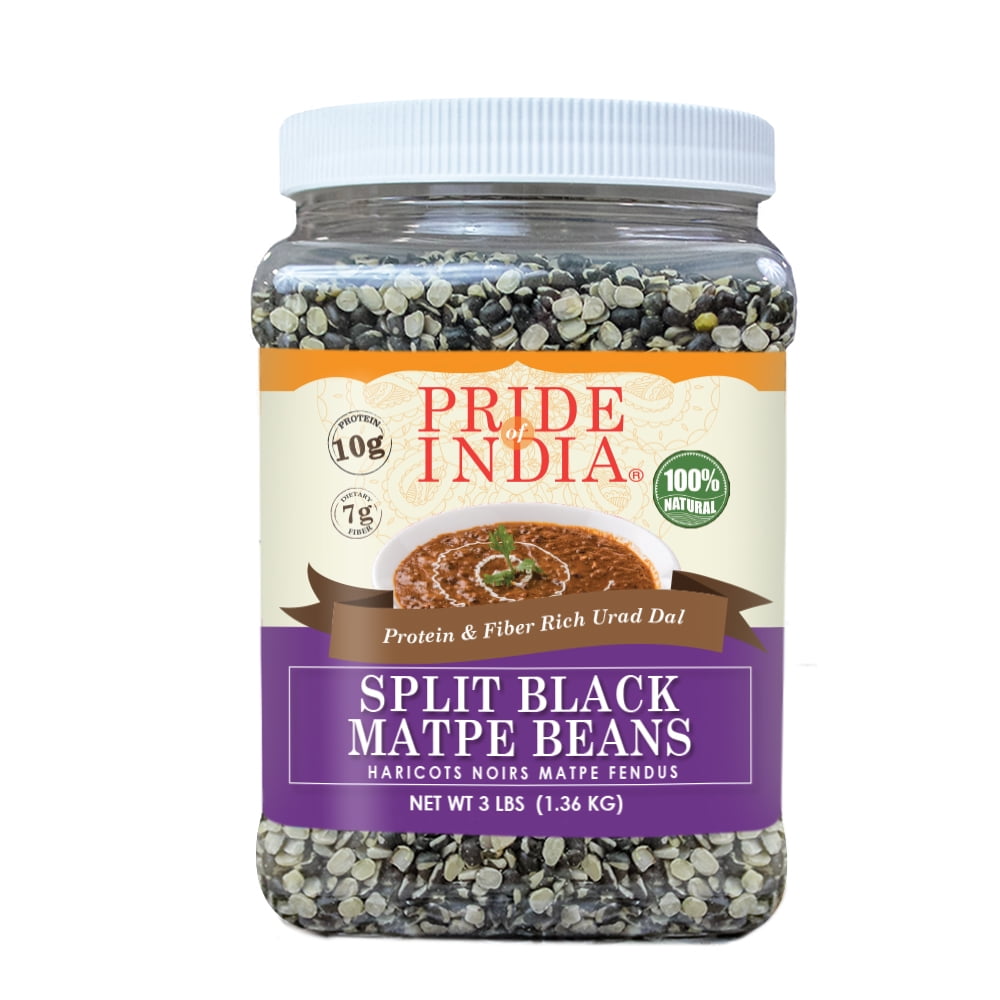 Pride of India Split Black Matpe Beans 3 lbs Jar - Walmart.com