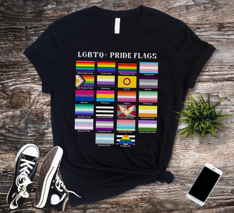 Pride shirt, LGBTQ+ Shirt, Rainbow Flag, Progress Pride, Bisexual ...