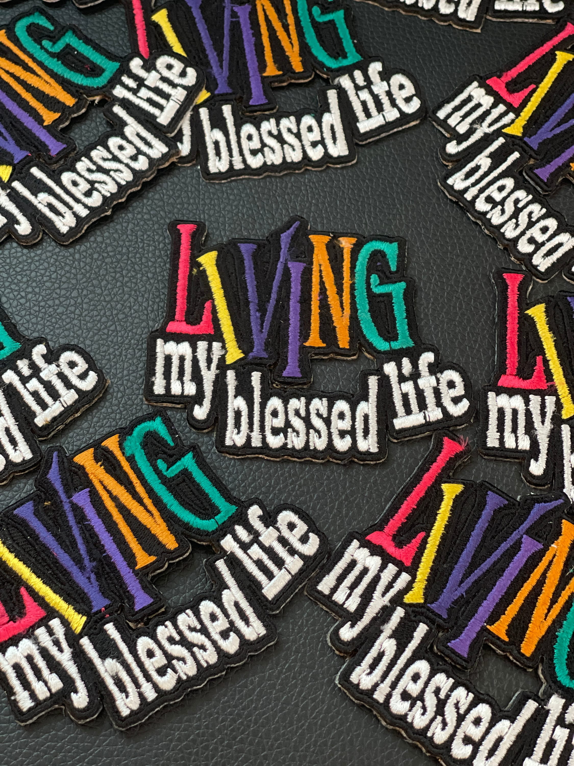 Prideful Patchez, Living my Blessed Life (green border), Iron on Patch ...