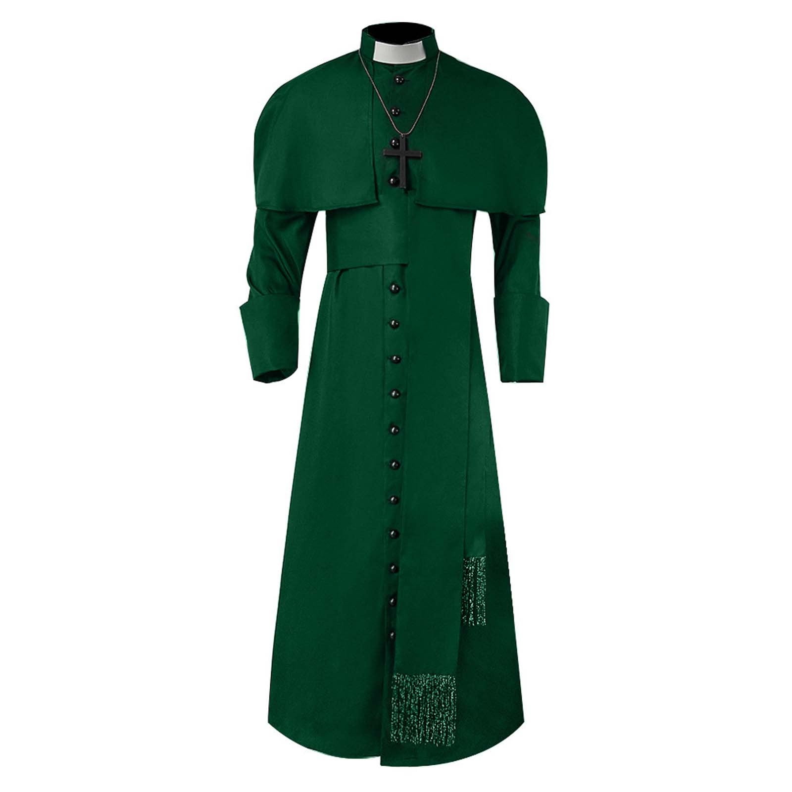 Priest Gothic Robe Father Outfit Halloween For Men Role Play Clerical ...