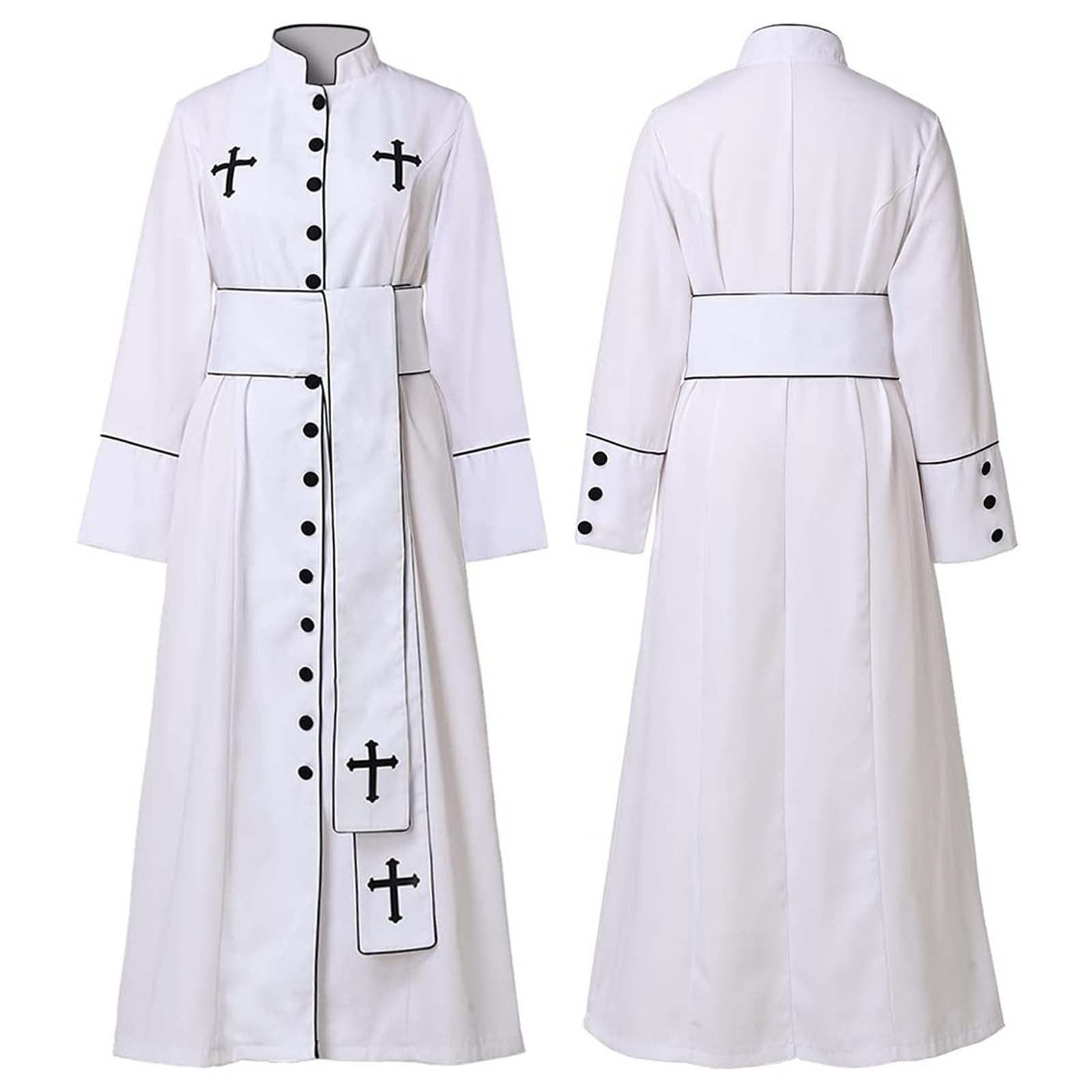 Priest Gothic Robe Halloween Outfit Minister Vestment For Adults Party ...