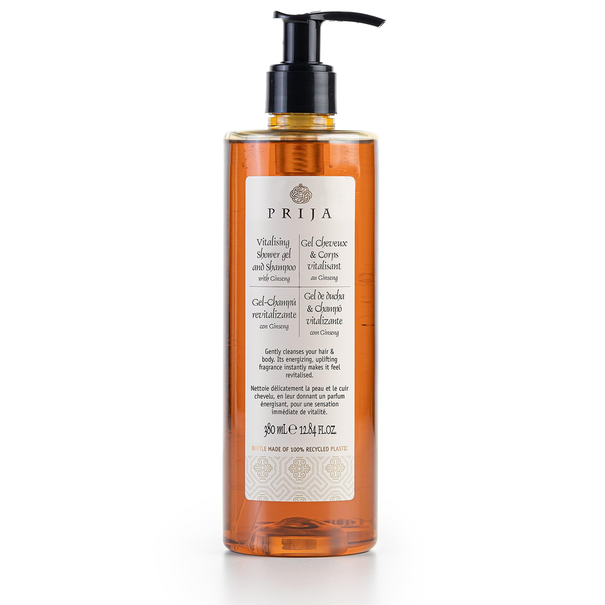 Prija Vitalizing Shower Gel TGF4 & Shampoo with Ginseng (12.84 fl oz) - Toning and Revitalizing ...