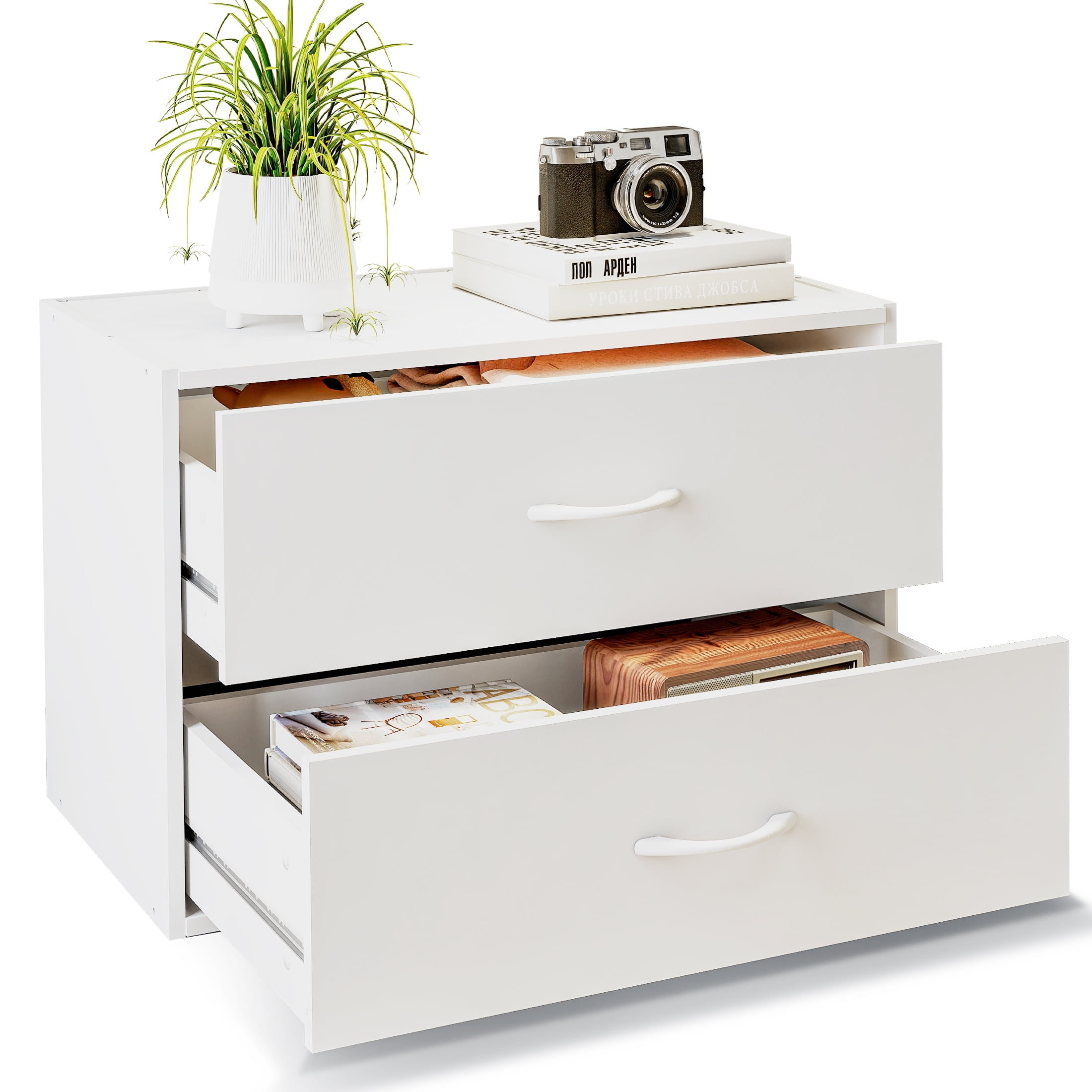 Prilinex 2-Drawer Dresser Stackable Storage Cabinet with Handles & Anti ...