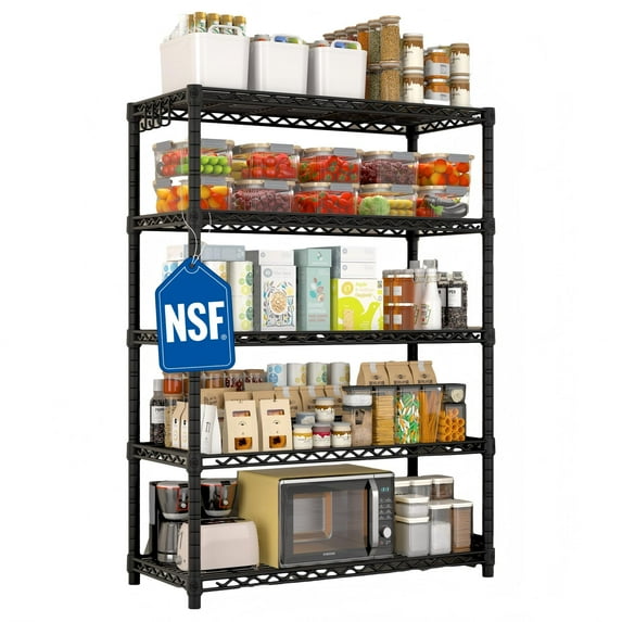 Prilinex 5-Tier Heavy Duty Wire Shelving Unit Organizer Rack 35.5" W x ...