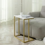 Steve Silver Zurich Square White Faux Marble Mixed Media End Table ...