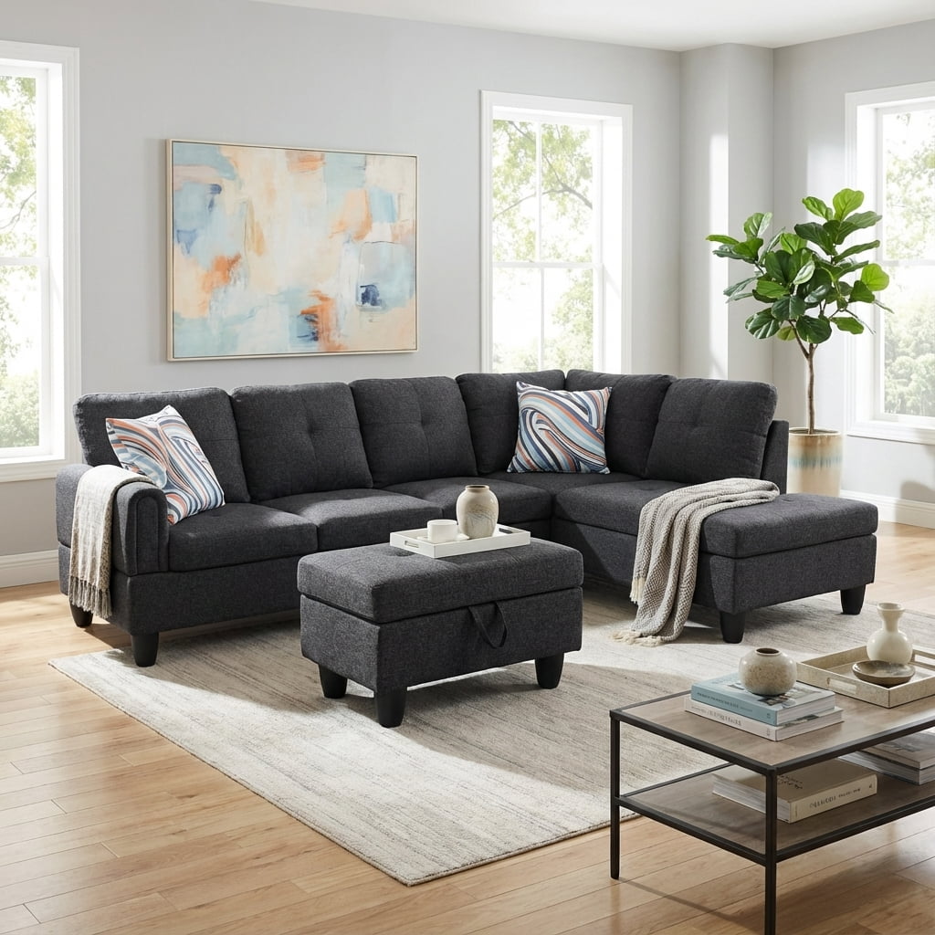Prilinex L Shaped Couch Sectional Couches with Chaise and Storage ...
