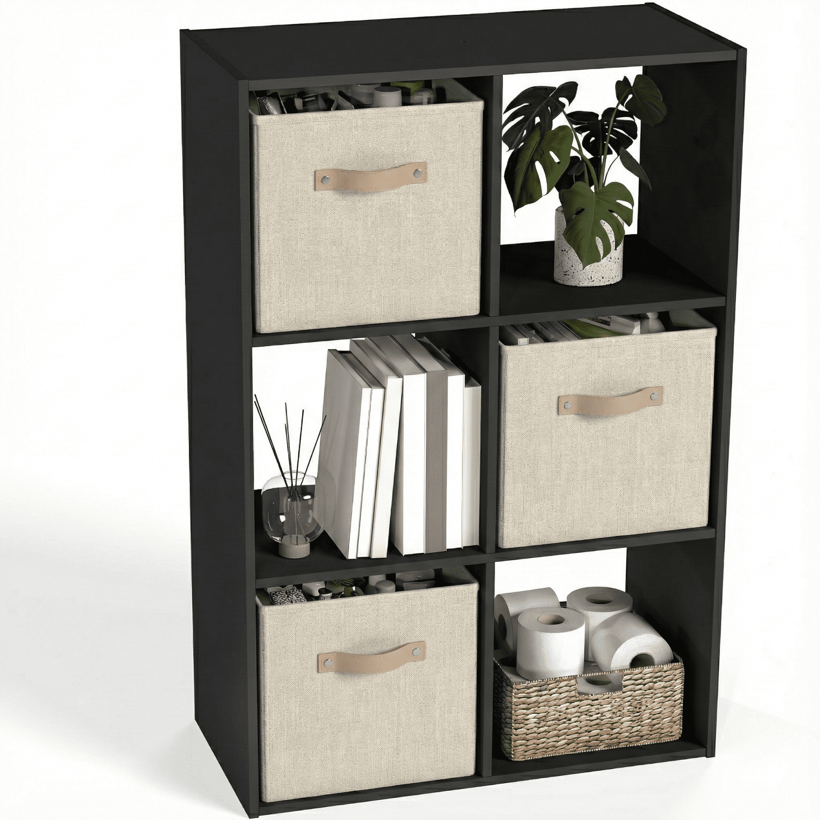 Prilinex Stackable 6 Cube Storage Organizer, Wood Cubes Shelf, Square ...