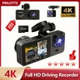 Prilotte 2K/4K Triple Car Dash Cam with IR Night Vision, 2.10" IPS ...