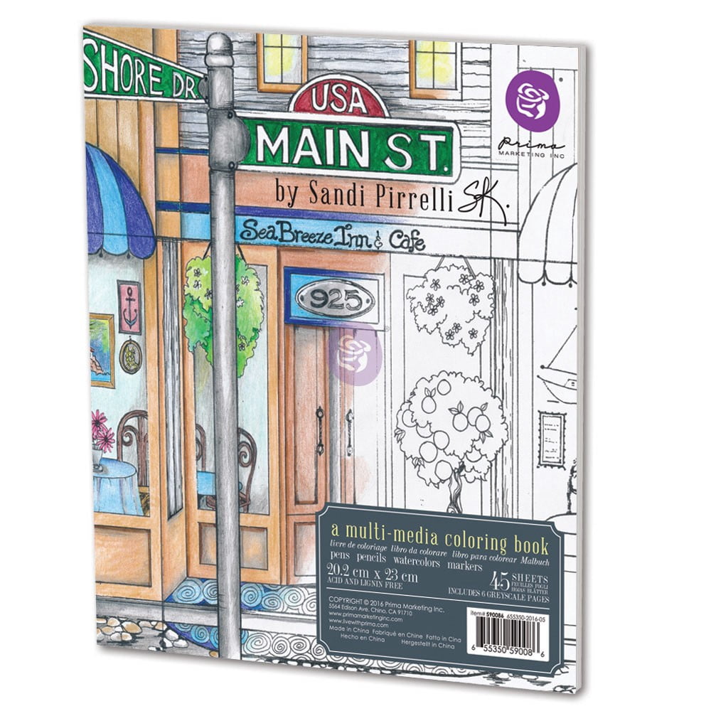 Prima Coloring Book-main Street, 45 Sheets [6 Greyscale] - Walmart.com