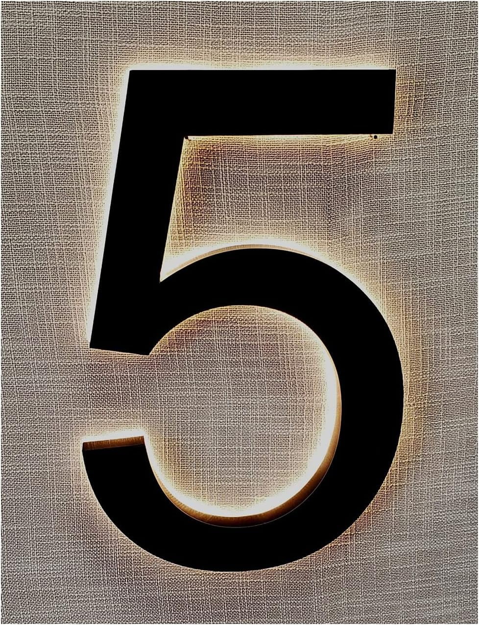 Prima Decorative Hardware 8 Inch House Numbers 5, Backlit LED Floating ...