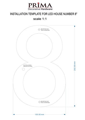 Prima Decorative Hardware 8 Inch House Numbers 8, Backlit LED Floating ...