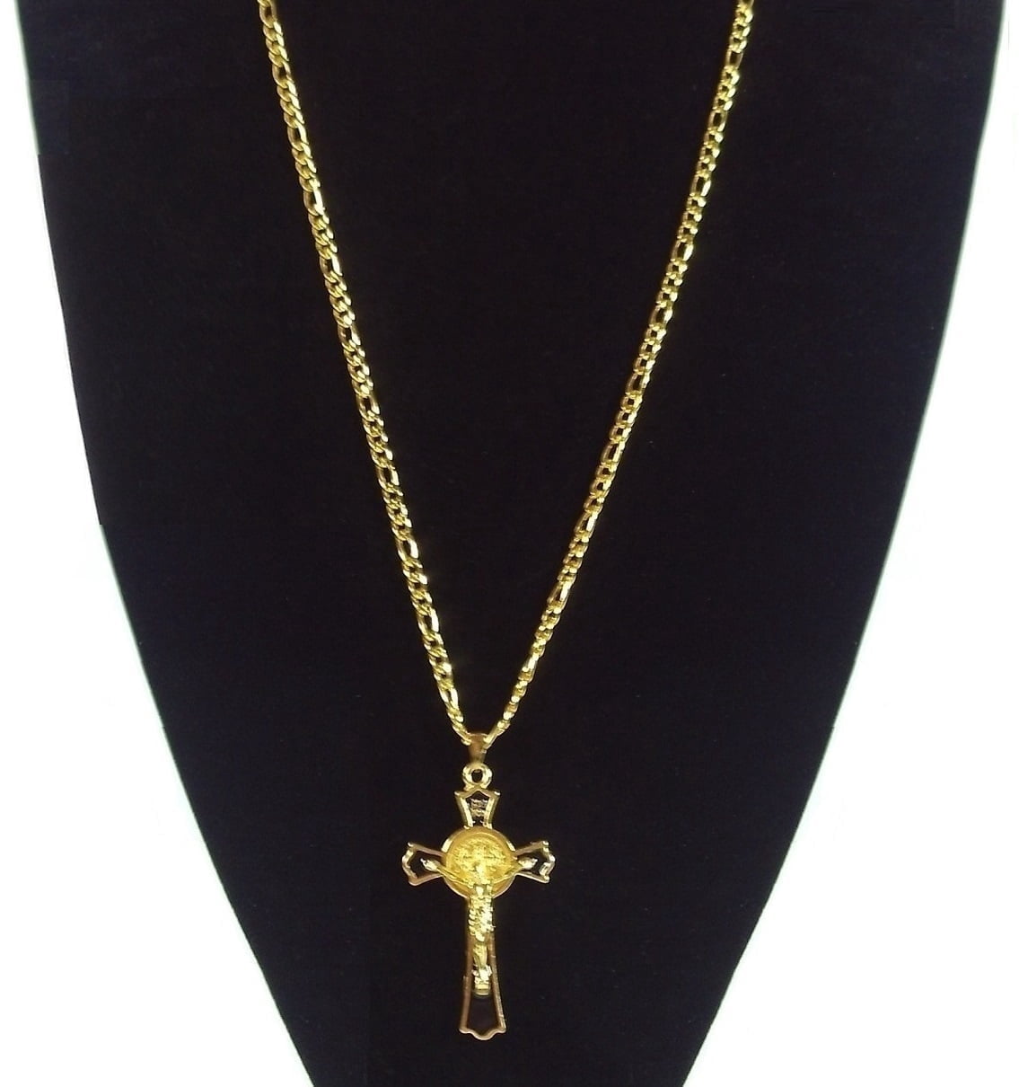 Prima Jewelries 18K Gold-Plated Golden Black Enamel Prayer Cross 18 ...
