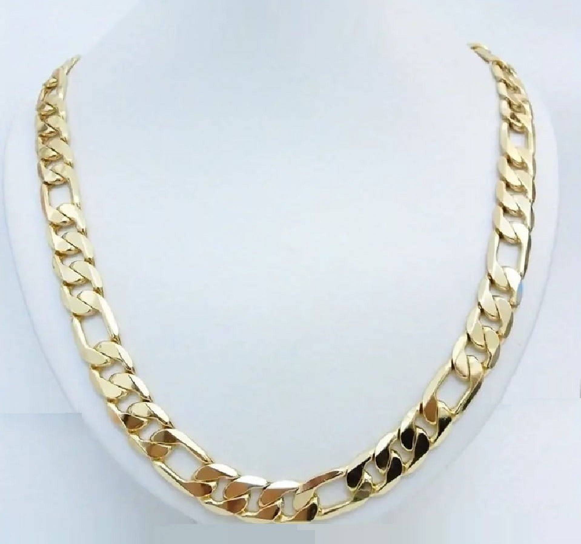 Prima Jewelries 18K Yellow Gold-Plated 18-Inches Figaro Italian Design ...