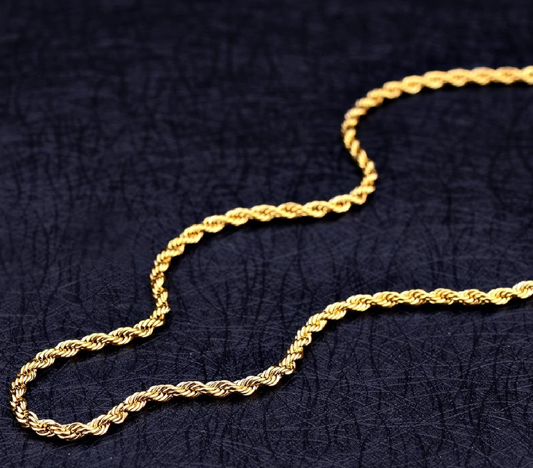 Prima Jewelries 18K Yellow Gold-Plated 20-Inches Rope Necklace Diamond ...